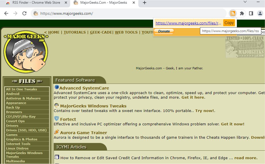 Download RSS Finder for Chrome 1.2 - MajorGeeks