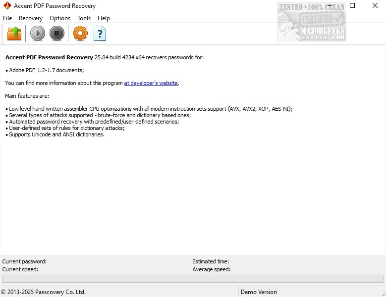 Download Accent PDF Password Recovery - MajorGeeks