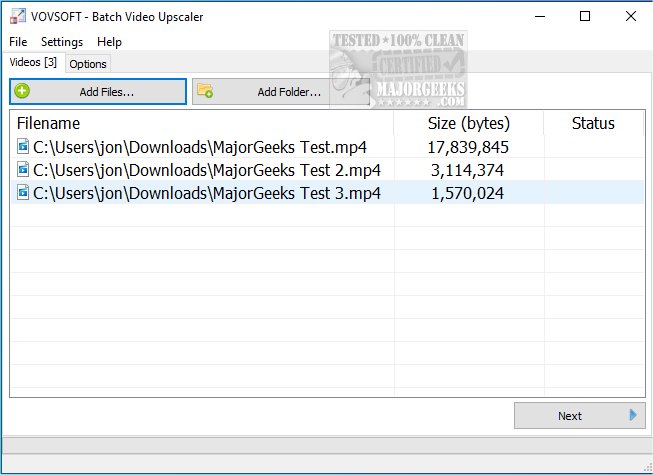 Download VOVSOFT Batch Video Upscaler - MajorGeeks