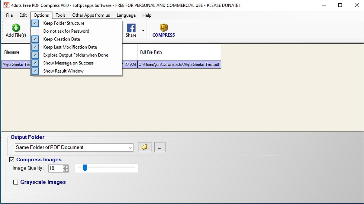 Download 4dots Free PDF Compress - MajorGeeks