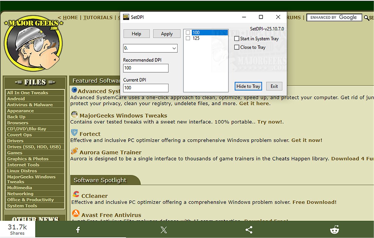 Download SetDPI 25.10.7.0 - MajorGeeks