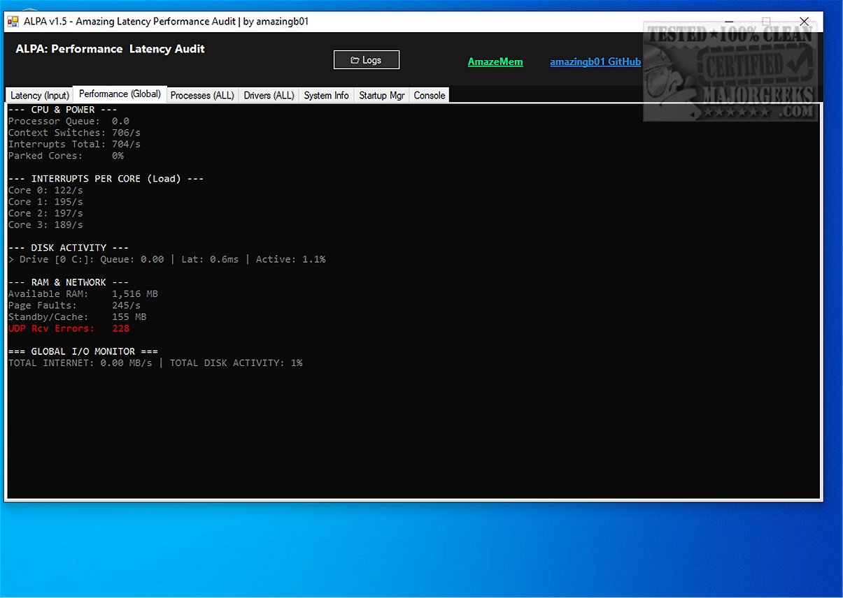 Download ALPA (Amazing Latency Performance Audit) - MajorGeeks
