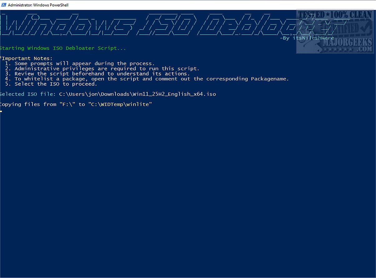 Download Windows ISO Debloater 1.3.12 - MajorGeeks