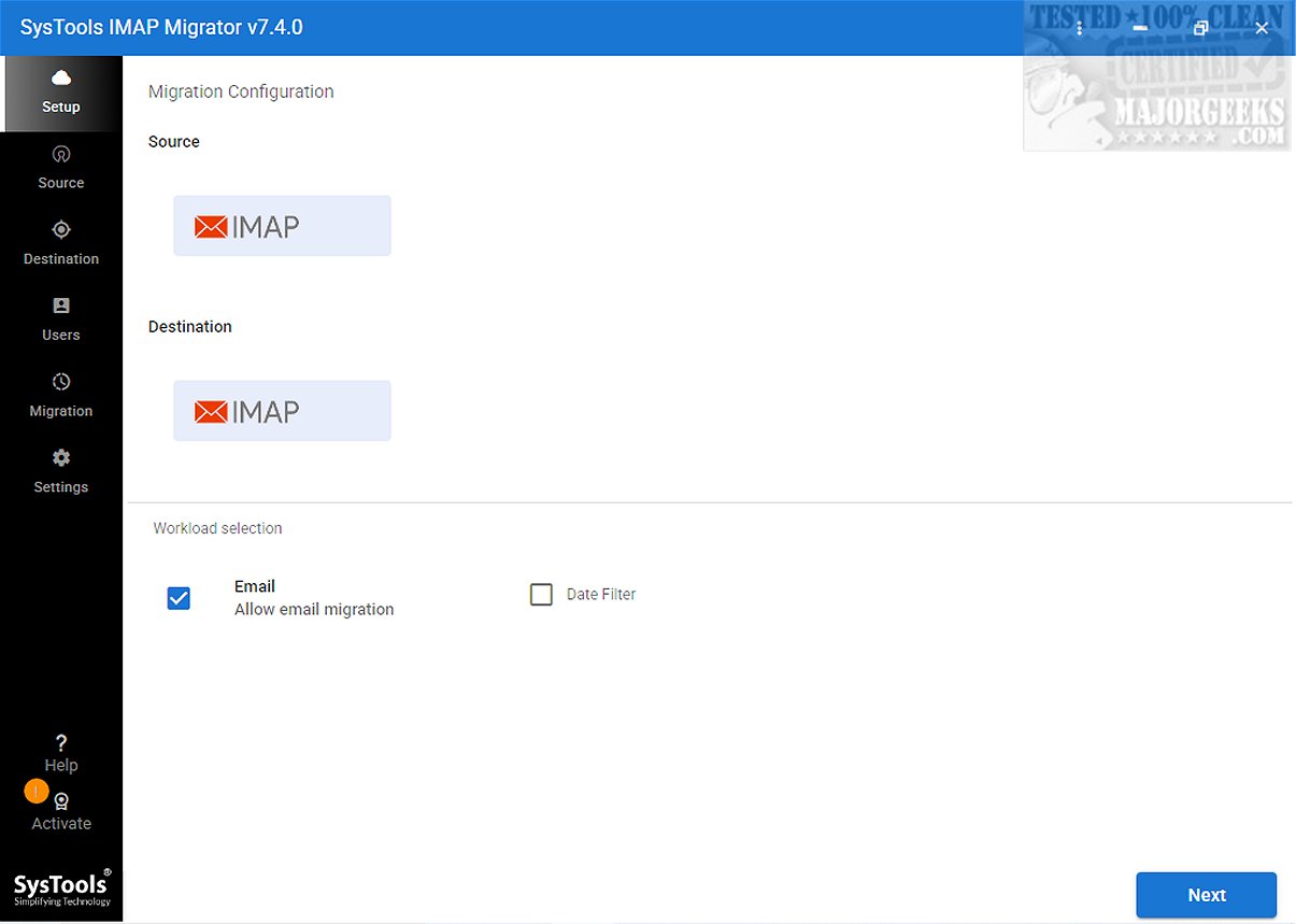 Download SysTools IMAP Migration Tool 7.4.0 - MajorGeeks
