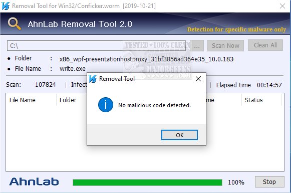 3 ahnlab win32conficker.worm removal tool majorgeeks.jpg