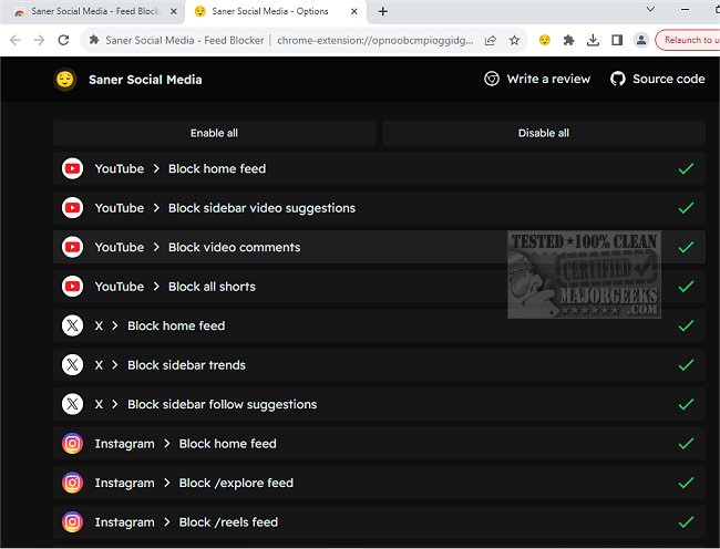 saner social media - feed blocker majorgeeks.jpg