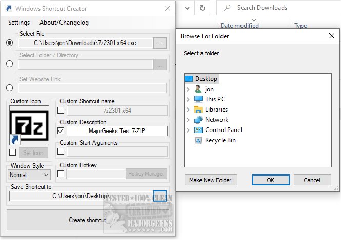 windows shortcut creator majorgeeks.jpg