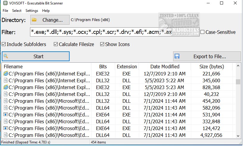 vovsoft executable bit scanner majorgeeks.jpg