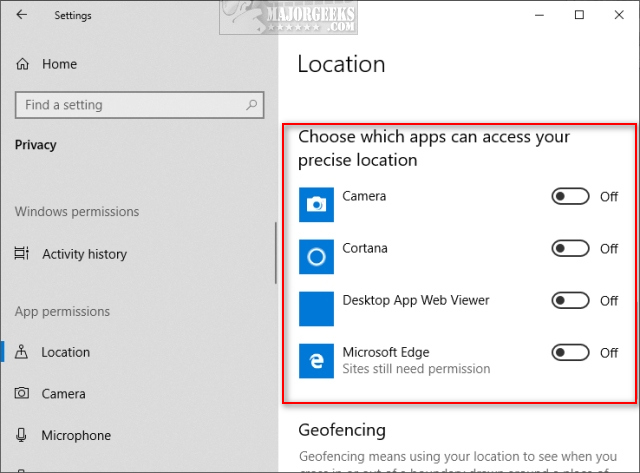 Your Location Is Currently in Use in Windows 10 - MajorGeeks