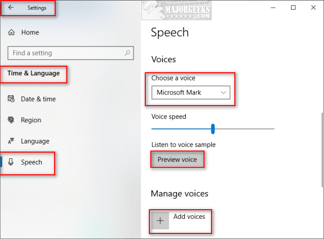 How to Add and Remove Speech Voices in Windows 10 - MajorGeeks