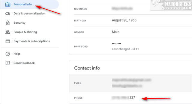 How to Edit or Change Your Phone Number in Google Chrome - MajorGeeks