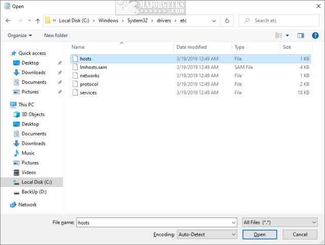 How to Edit Your HOSTS File to Block Websites in Windows 10 - MajorGeeks