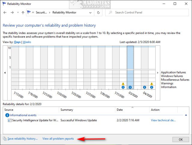How to View and Clear Your Reliability History in Windows 10 - MajorGeeks