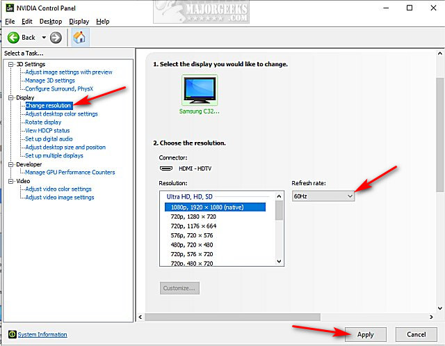 How to Change Screen Refresh Rate in Windows 10 - MajorGeeks