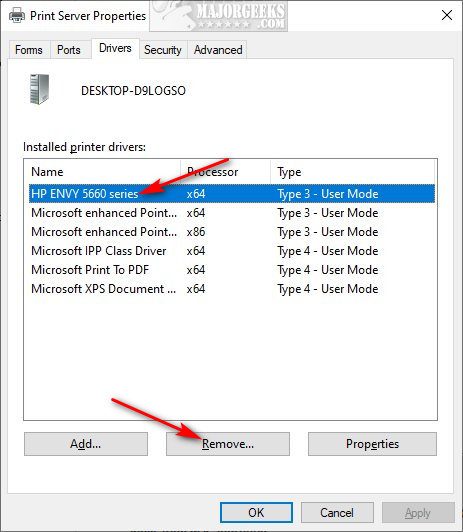 How to Uninstall a Printer Driver in Windows - MajorGeeks