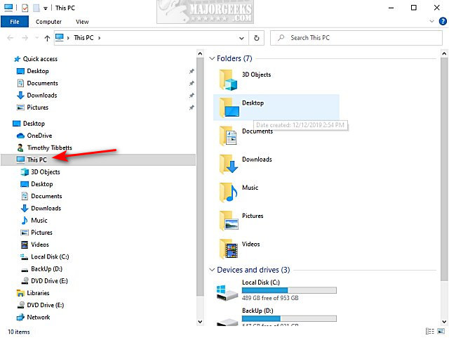 How to Open File Explorer to This PC Instead of Quick Access - MajorGeeks