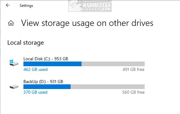 How to View Storage Usage on Multiple Drives in Windows 10 - MajorGeeks