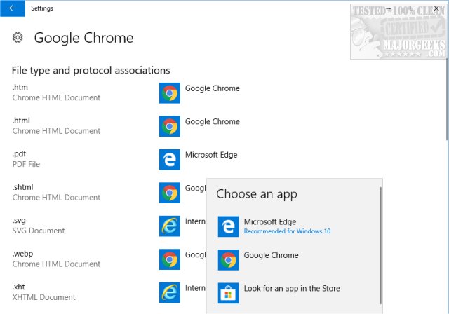 Manage Your Default Apps in Windows 10 - MajorGeeks