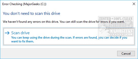 How-To Use Disk Error Checking - MajorGeeks