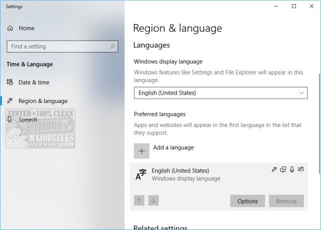 How To Remove a Language From Windows 10 - MajorGeeks