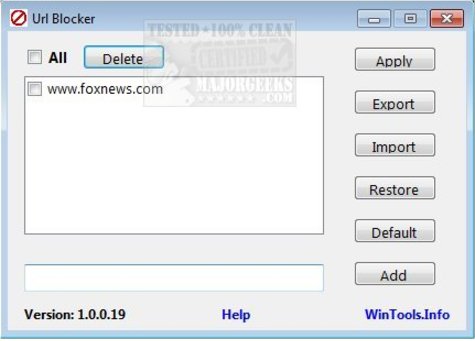 URL Blocker Enables Easy Blocking of Chosen Websites - MajorGeeks