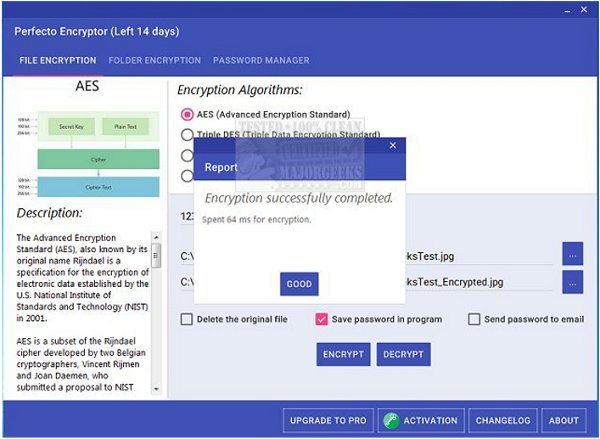 Perfecto Encryptor: A Simple Way to Encrypt Files, Folders - MajorGeeks