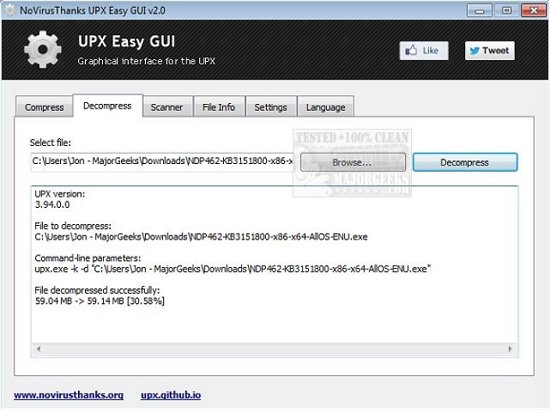 Simplify Program Compression/Decompression With NoVirusThanks UPX Easy ...