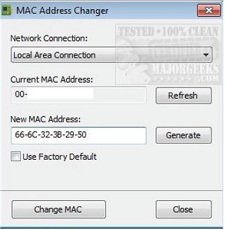 Manipulate MAC Addresses with MAC Address Changer - MajorGeeks