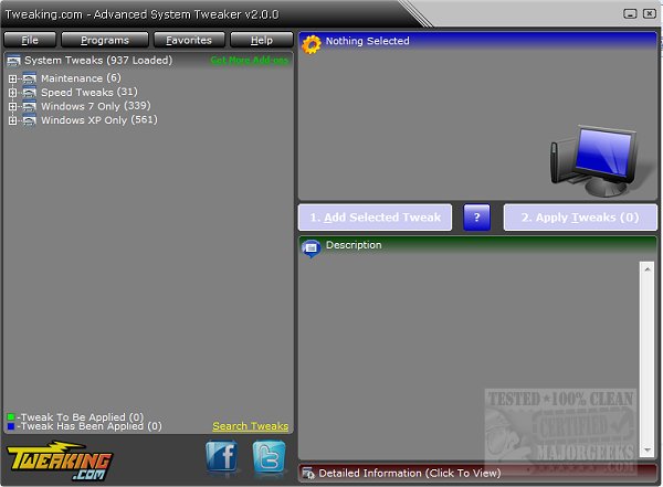 Tweaking.com - Advanced System Tweaker Places Essential System Tweaks ...