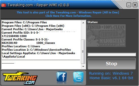 Tweaking.com - Repair WMI Will Fix Corrupt WMI Service - MajorGeeks