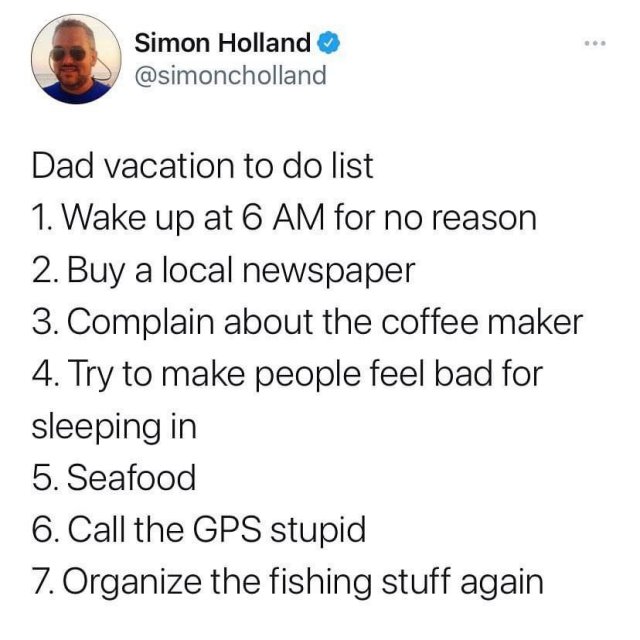 Random Photo: Dad Vacation Checklist - MajorGeeks