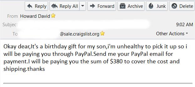 Spotting the Craigslist PayPal scam - MajorGeeks