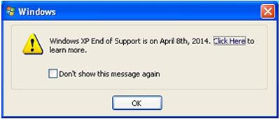 'End of Windows XP Support' popup messages appearing for XP users ...