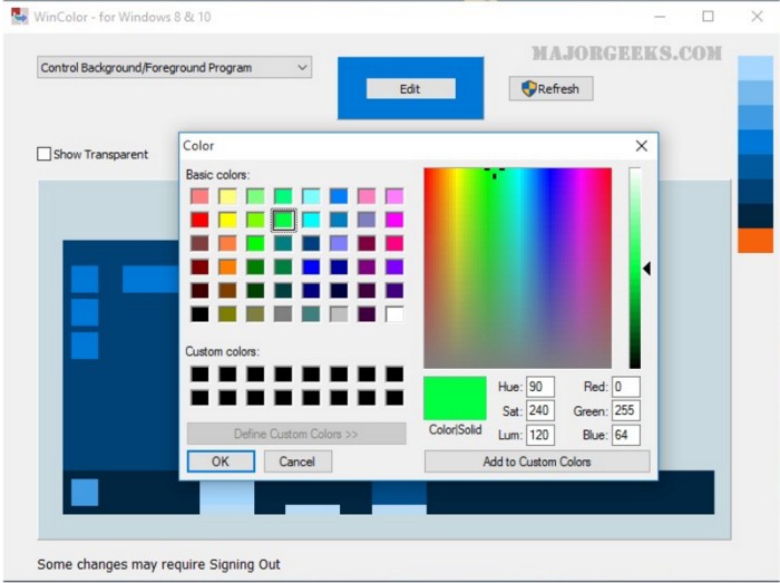 WinColor Allows Taskbar, Start Menu Color Changes - MajorGeeks
